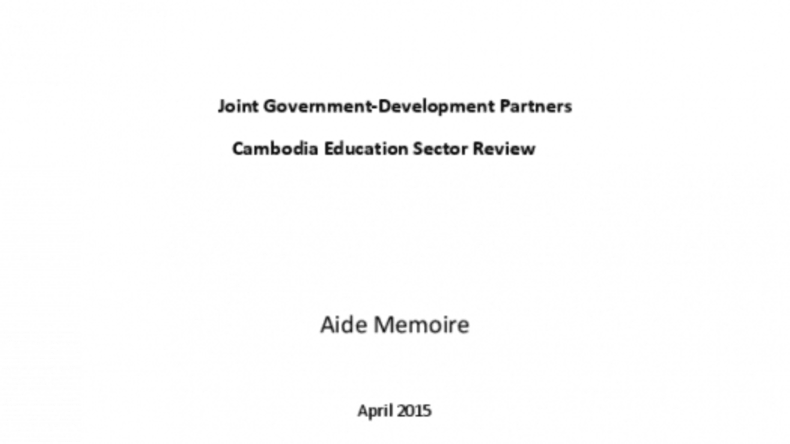 Joint sector review report 2015. Cambodia – NGO Education Partnership